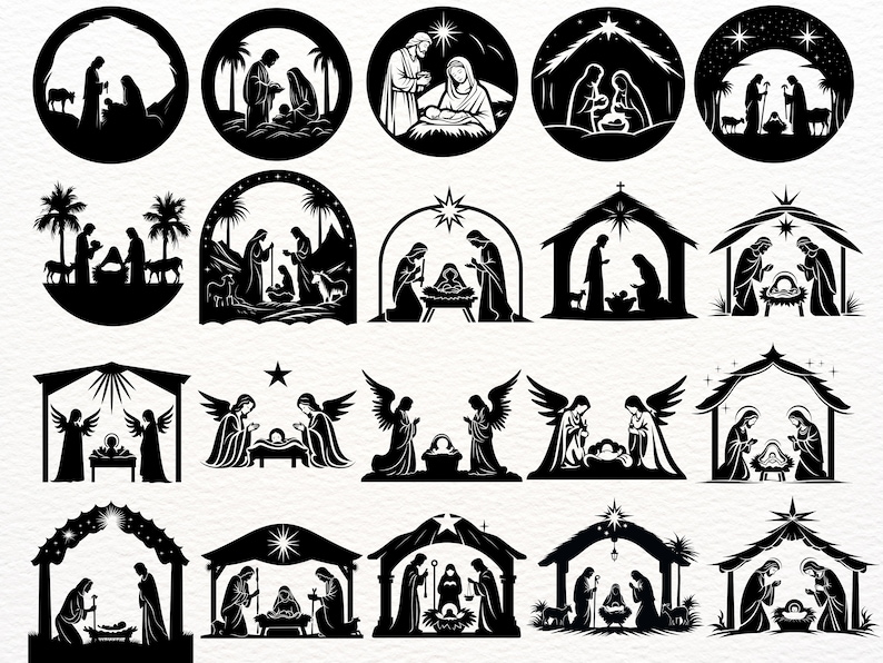 Nativity Scene Svg Laser / Nativity Silhouette Svg / Manger - Etsy ...