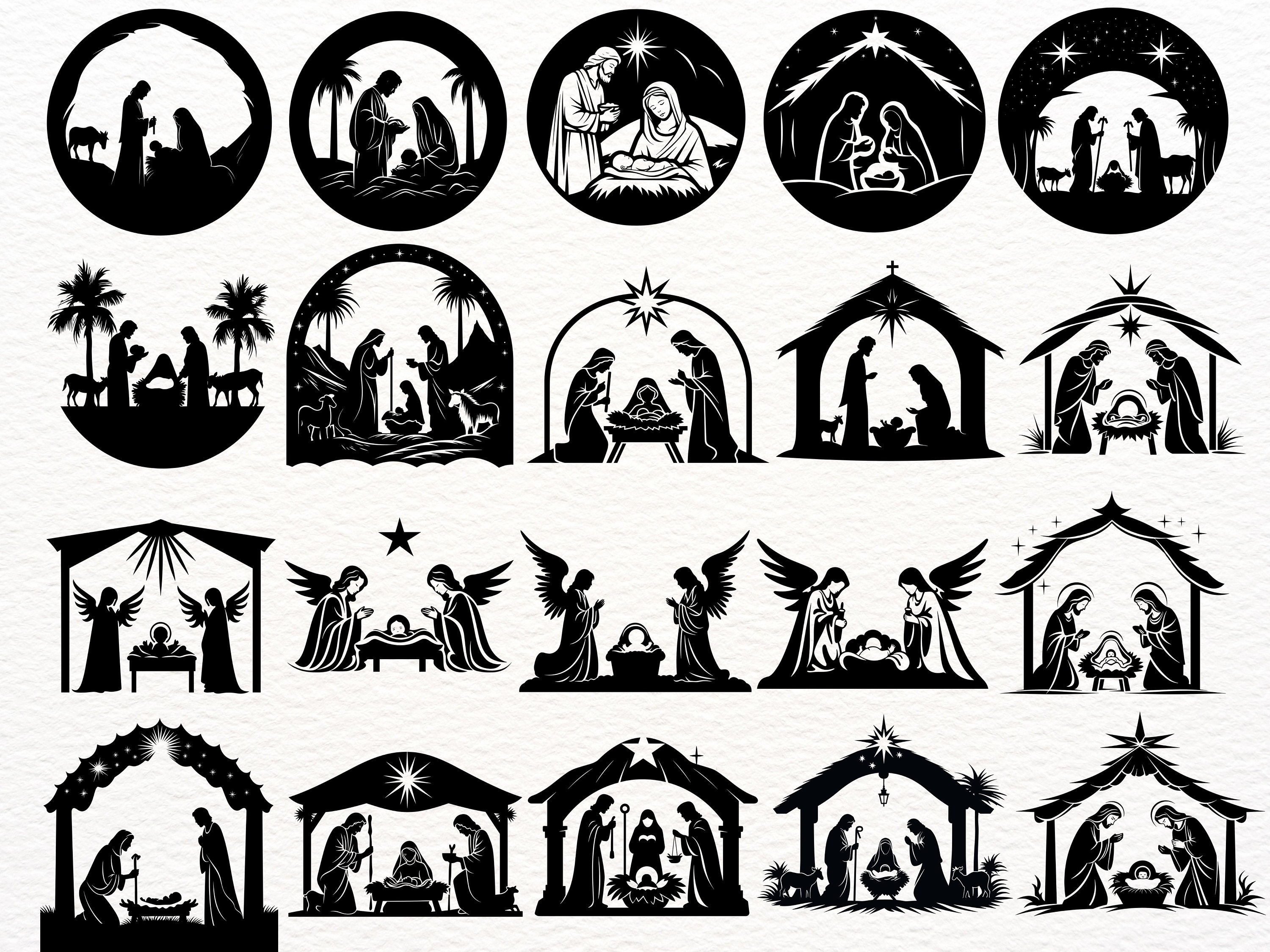 Nativity Scene Svg Laser / Nativity Silhouette Svg / Manger Scene PNG ...