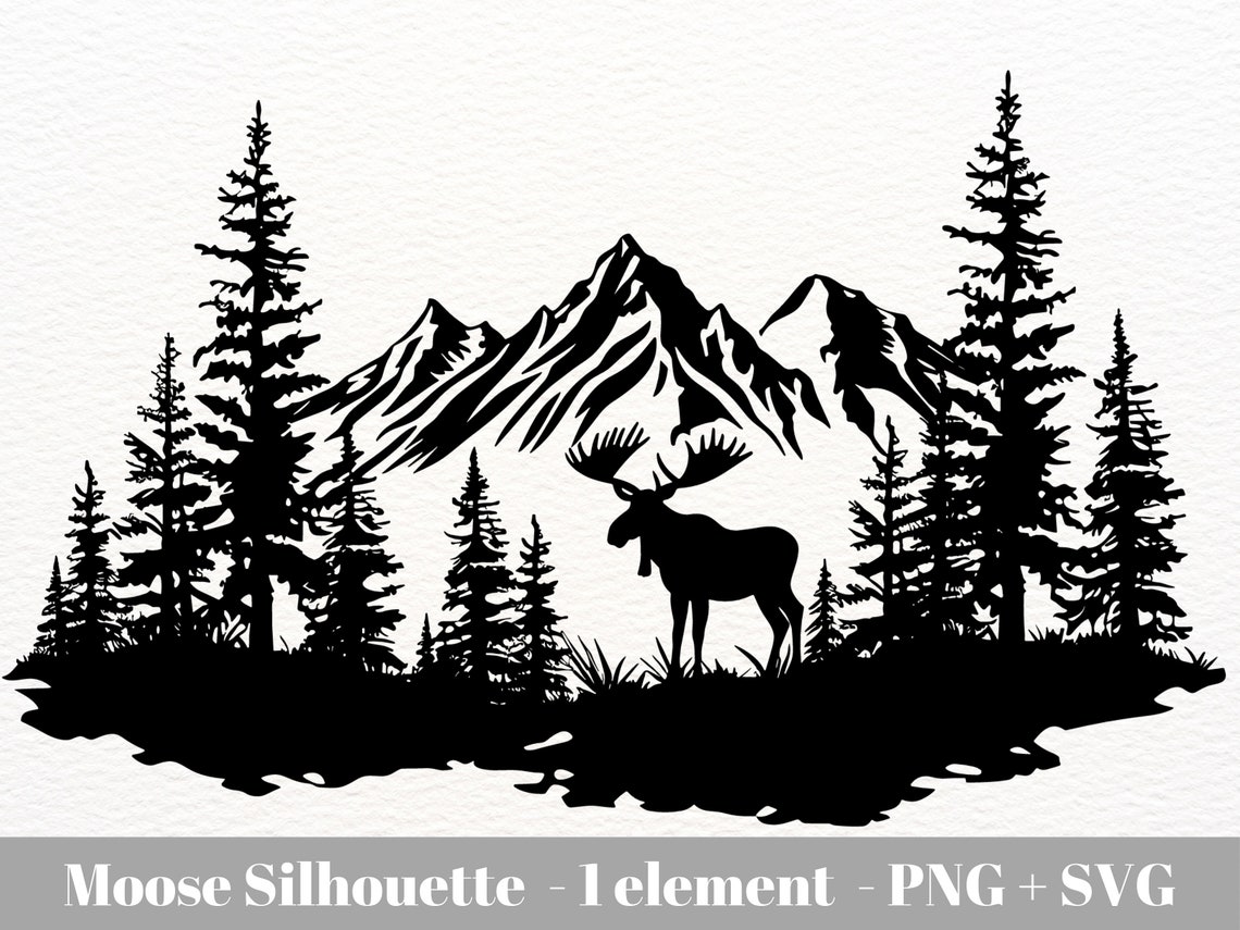 Moose in the Woods Svg / Moose Scene Svg / Woodland Scene SVG / Forest ...