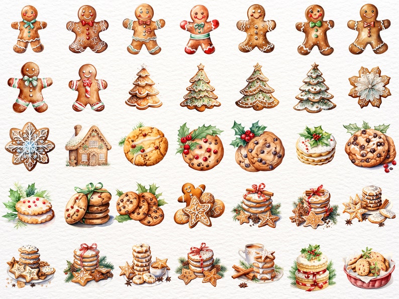 Christmas Cookie Clipart / Christmas Dessert PNG / Gingerbread Cookies ...