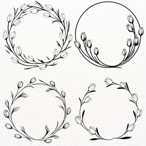 Tulip Wreath SVG | Floral Wreath Svg File |greenery Wreath Png ...