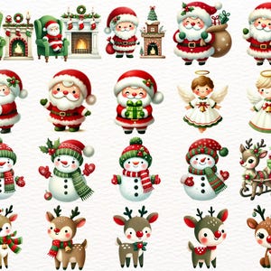 Cute Christmas Watercolor Clipart Bundle / Cute Santa Claus Clipart ...