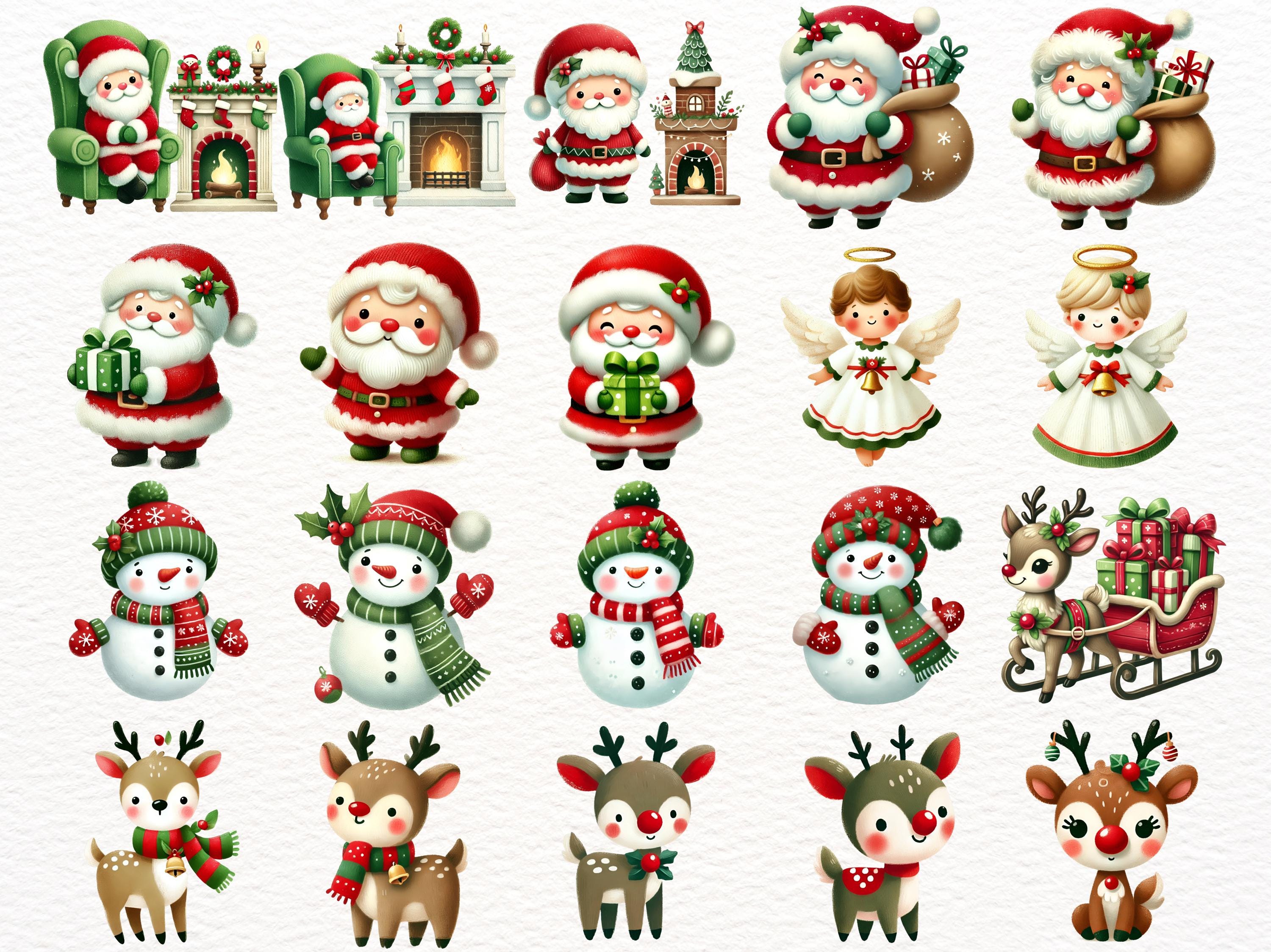Cute Christmas Watercolor Clipart Bundle / Cute Santa Claus Clipart ...