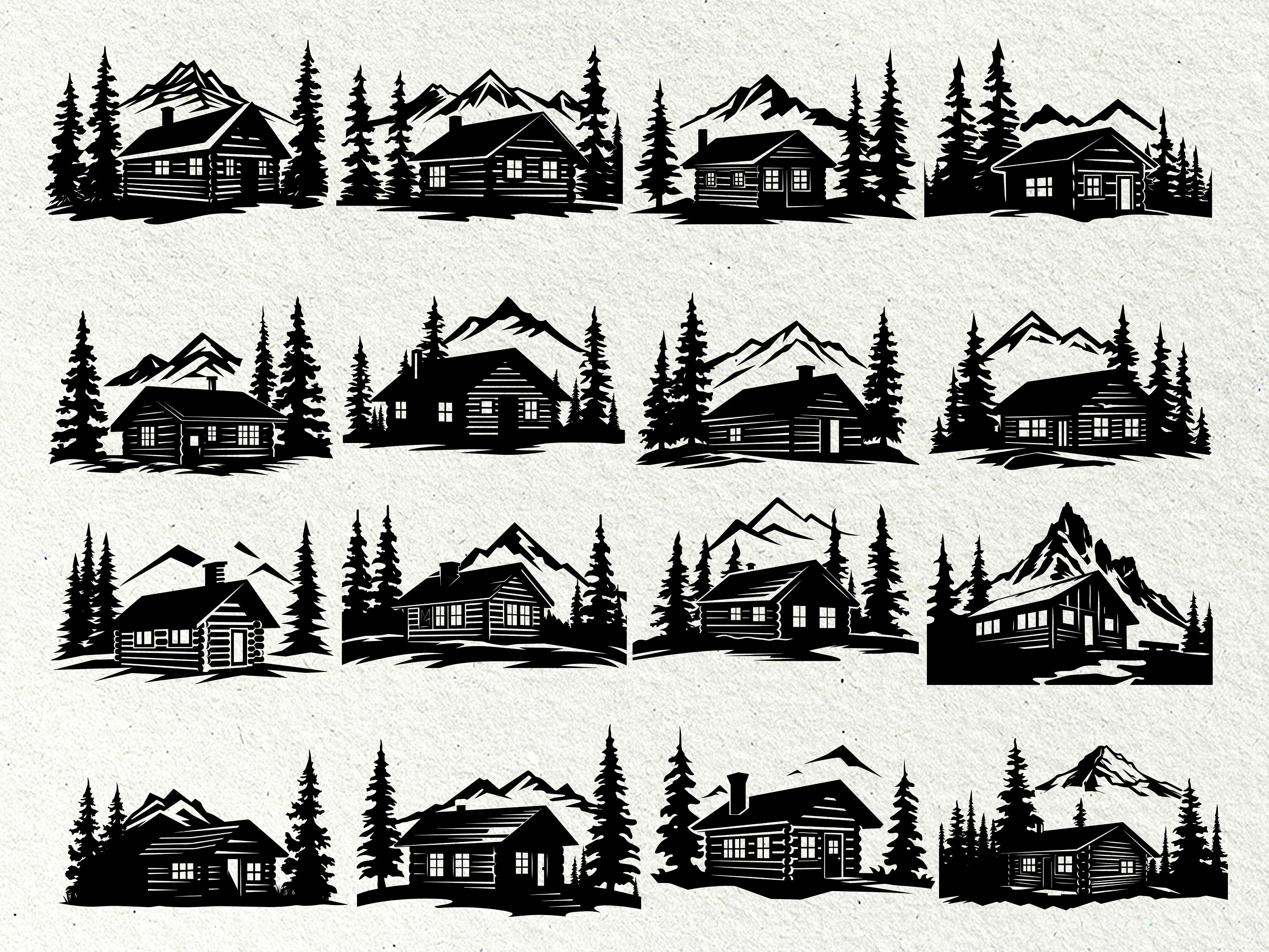 Log Cabin Svg / Mountain House Svg / House in the Woods Svg / Rustic ...