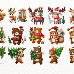 Christmas Woodland Animals Clipart Bundle / Cute Woodland Animals ...