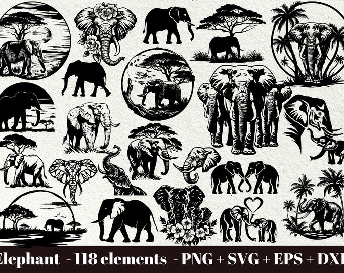 50 Elephant SVG PNG - Etsy