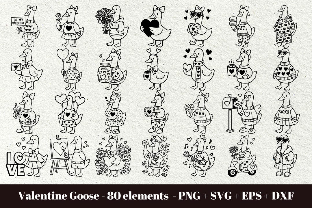 Valentine Goose Svg / Valentine's Day SVG Bundle / Valentines Animal ...