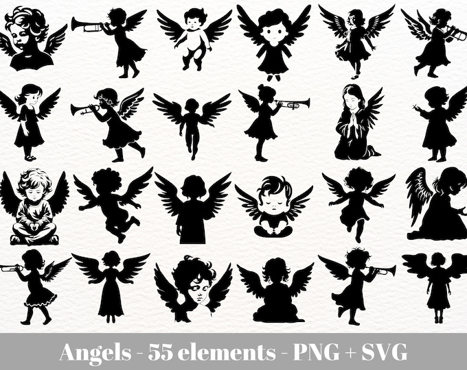 Baby Angel SVG Clipart, Baby Angel Clipart, Hand Drawn Arch Angel Theme ...