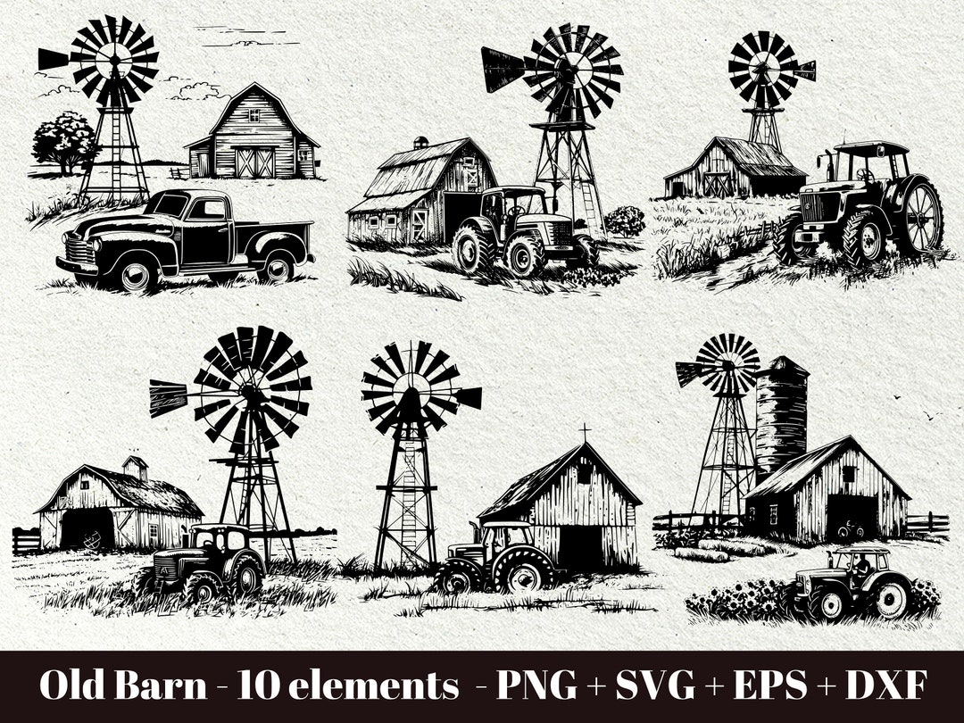 Old Barn and Tractor / Laser Engraved Rustic Barn / Farm Barn SVG ...