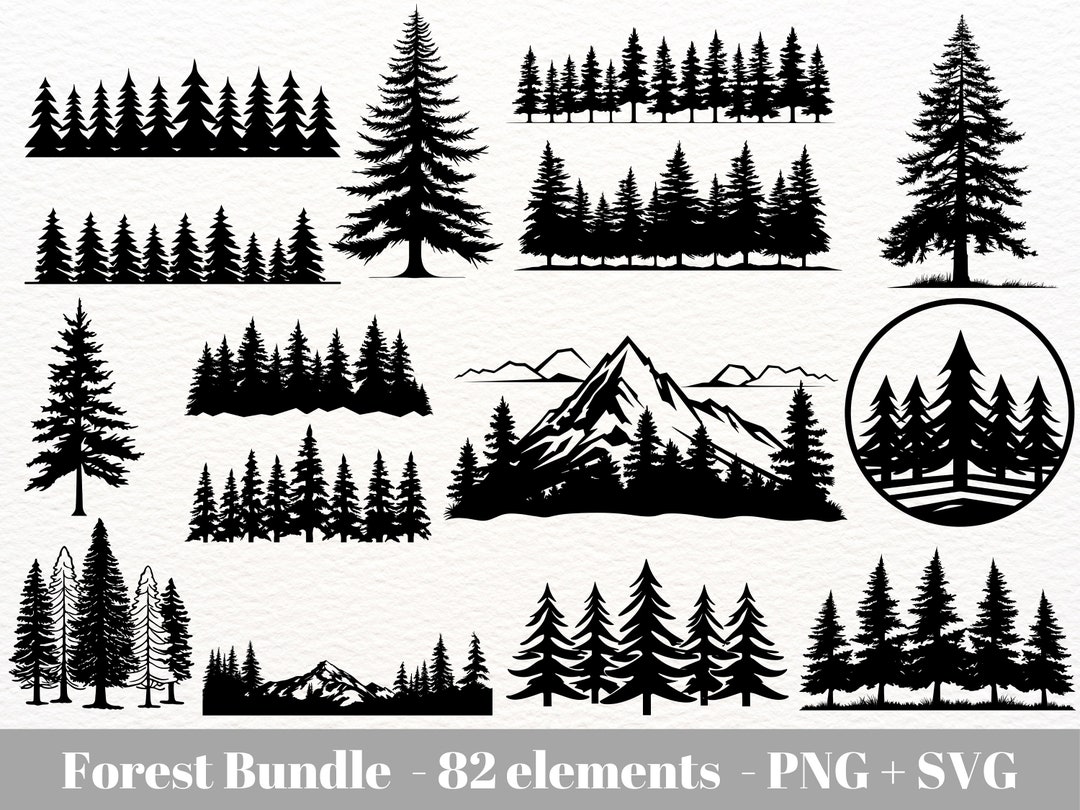 Forest Silhouette Svg / Pine Forest Svg / Forest Svg Bundle / Outdoor ...