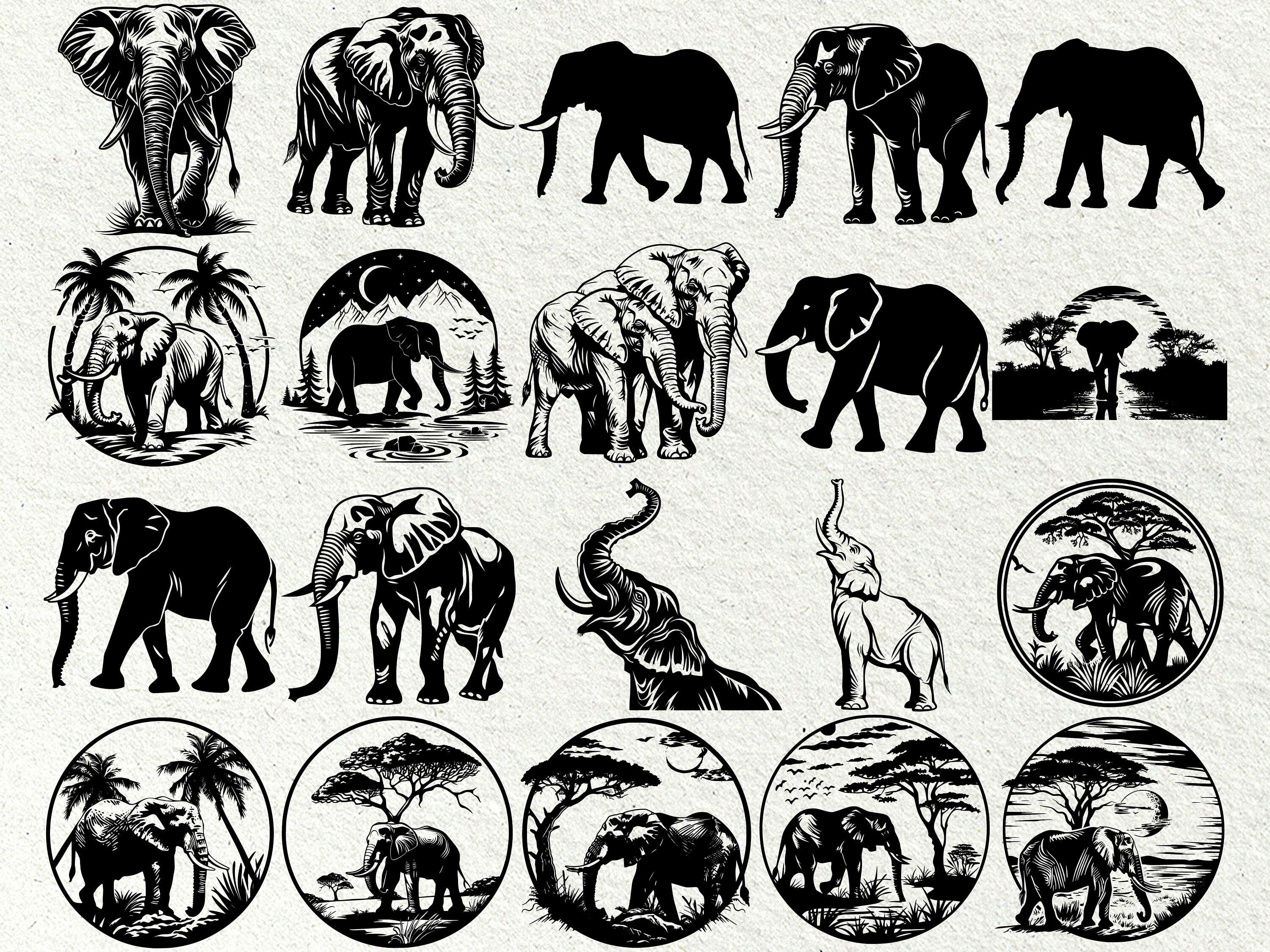 Elephant Svg Bundle / Safari Scene Svg / Elephant Svg Files / Floral ...