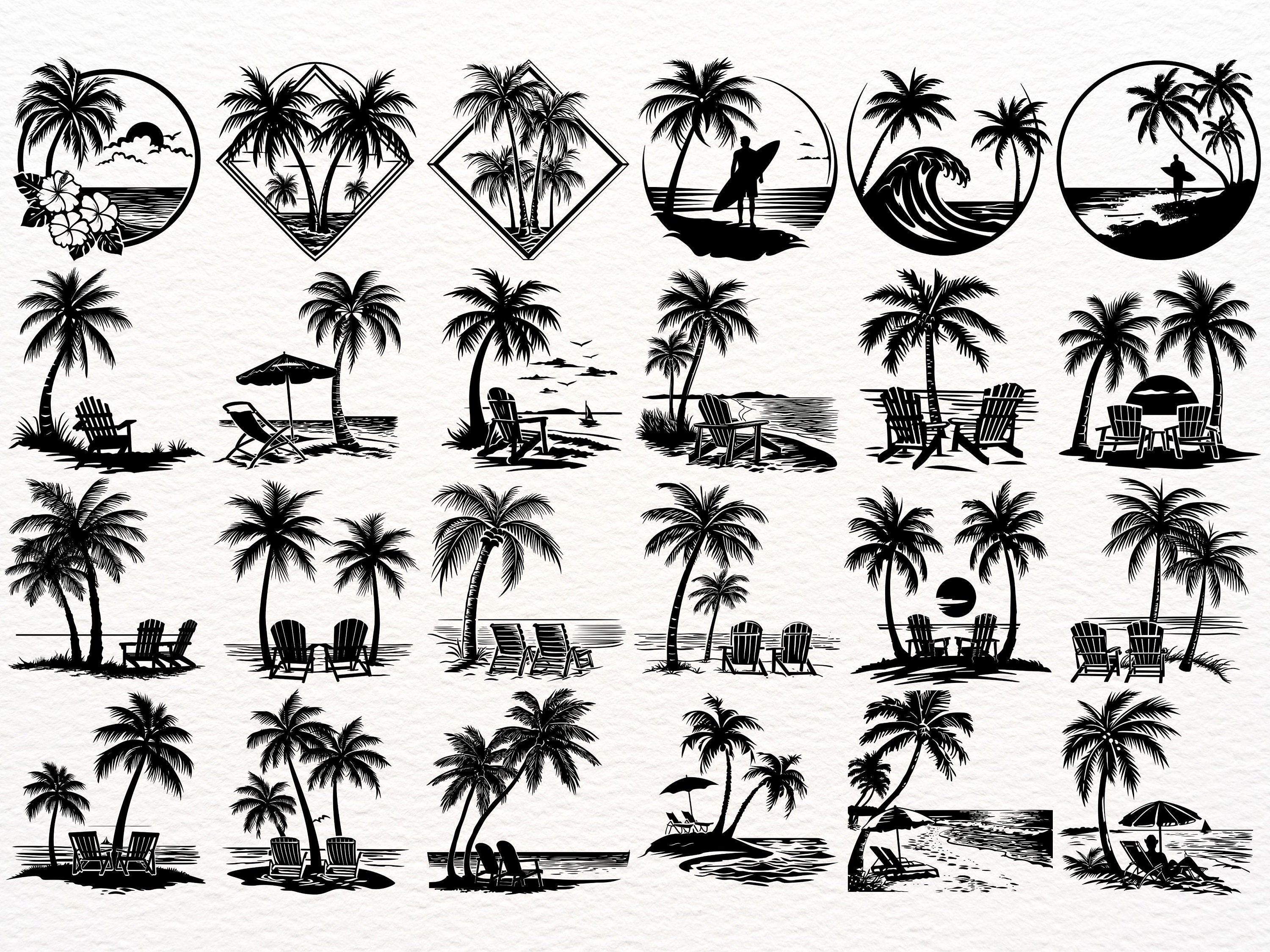 Beach Scene Svg Bundle / Sunset Beach Svg / Sunset Landscape / Nature ...