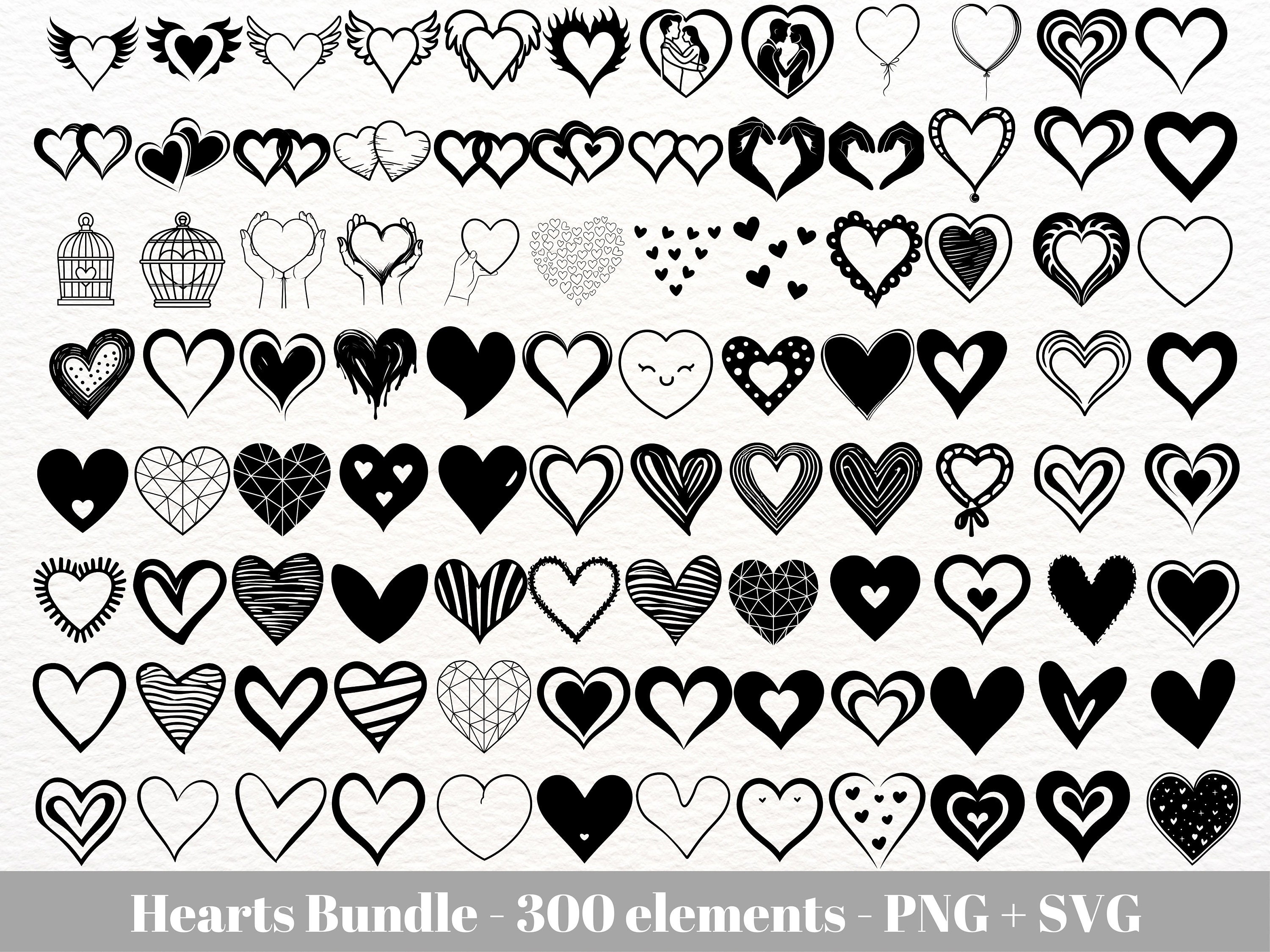 Heart Svg Bundle / Svg Heart Outline / Doodle Heart Svg / Instant Download / Commercial Use Svg ...
