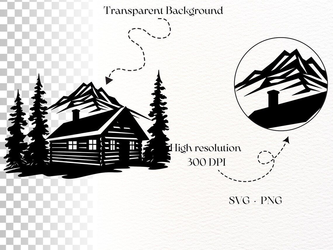 Log Cabin Svg / Mountain House Svg / House in the Woods Svg / Rustic ...
