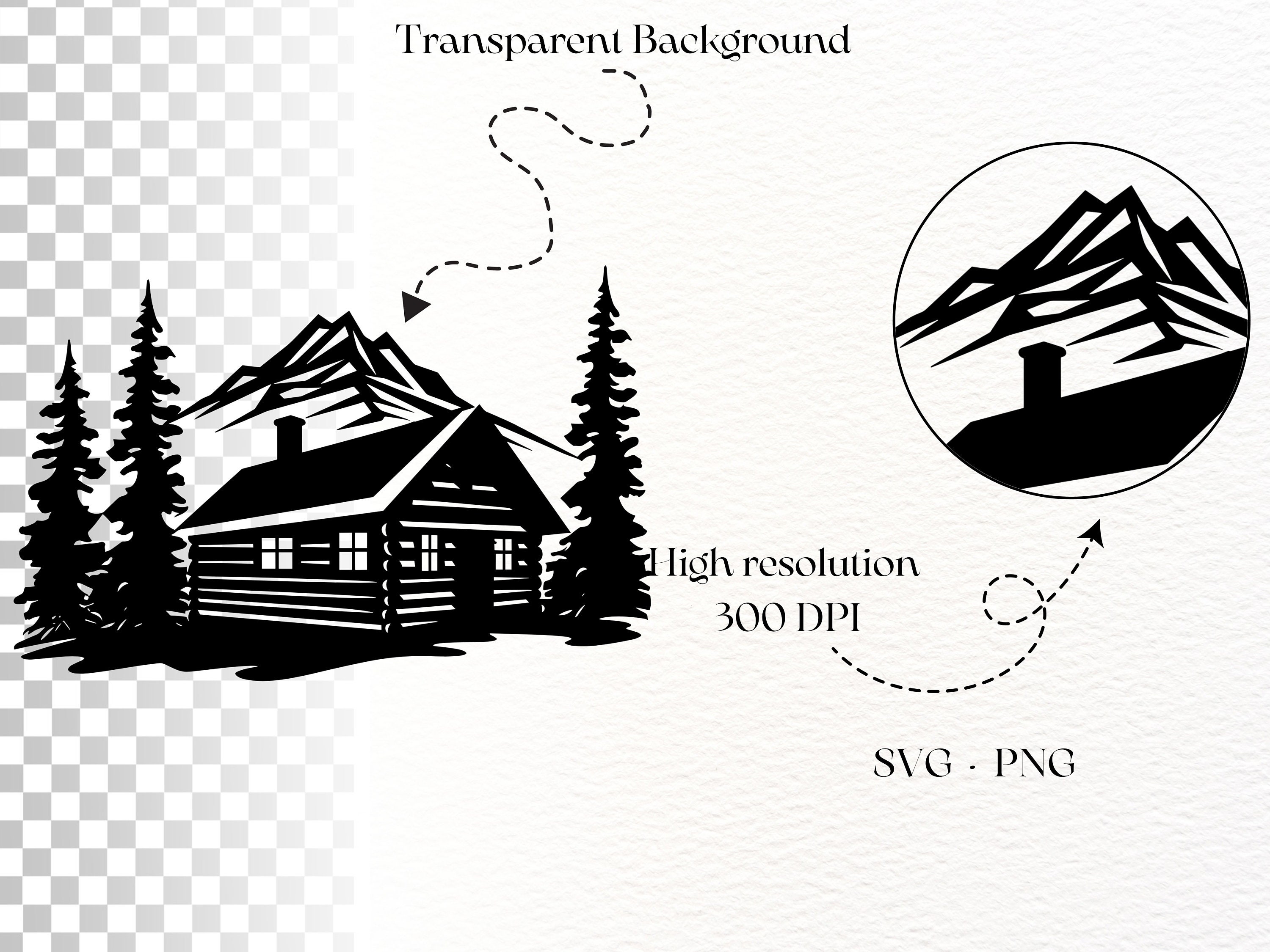 Log Cabin Svg / Mountain House Svg / House in the Woods Svg / Rustic ...