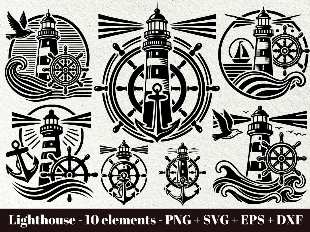 Lighthouse SVG Bundle / Lighthouse Svg File / Lighthouse With Wave ...
