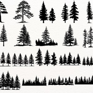 Evergreen Trees Svg / Pine Tree Svg File / Fir Tree Stencil / Forest ...