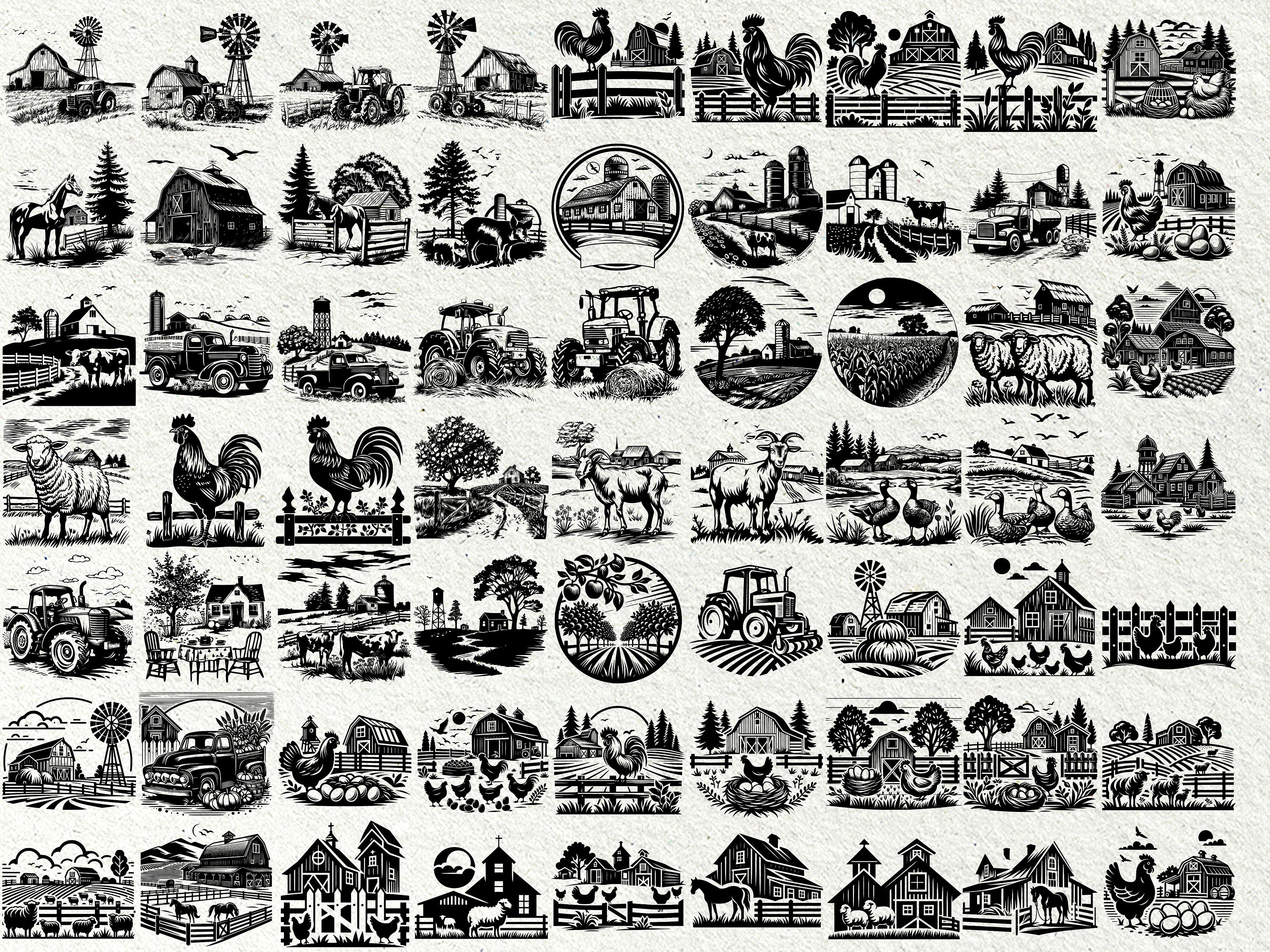Farm Animal Scene Svg / Farm Svg Cut Files / Laser Engrave File / Farm ...