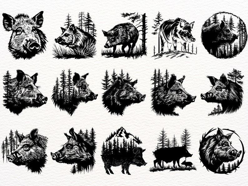 Wild Boar Svg / Boar Hunting Svg / Boar Head Svg / Forest Animal ...