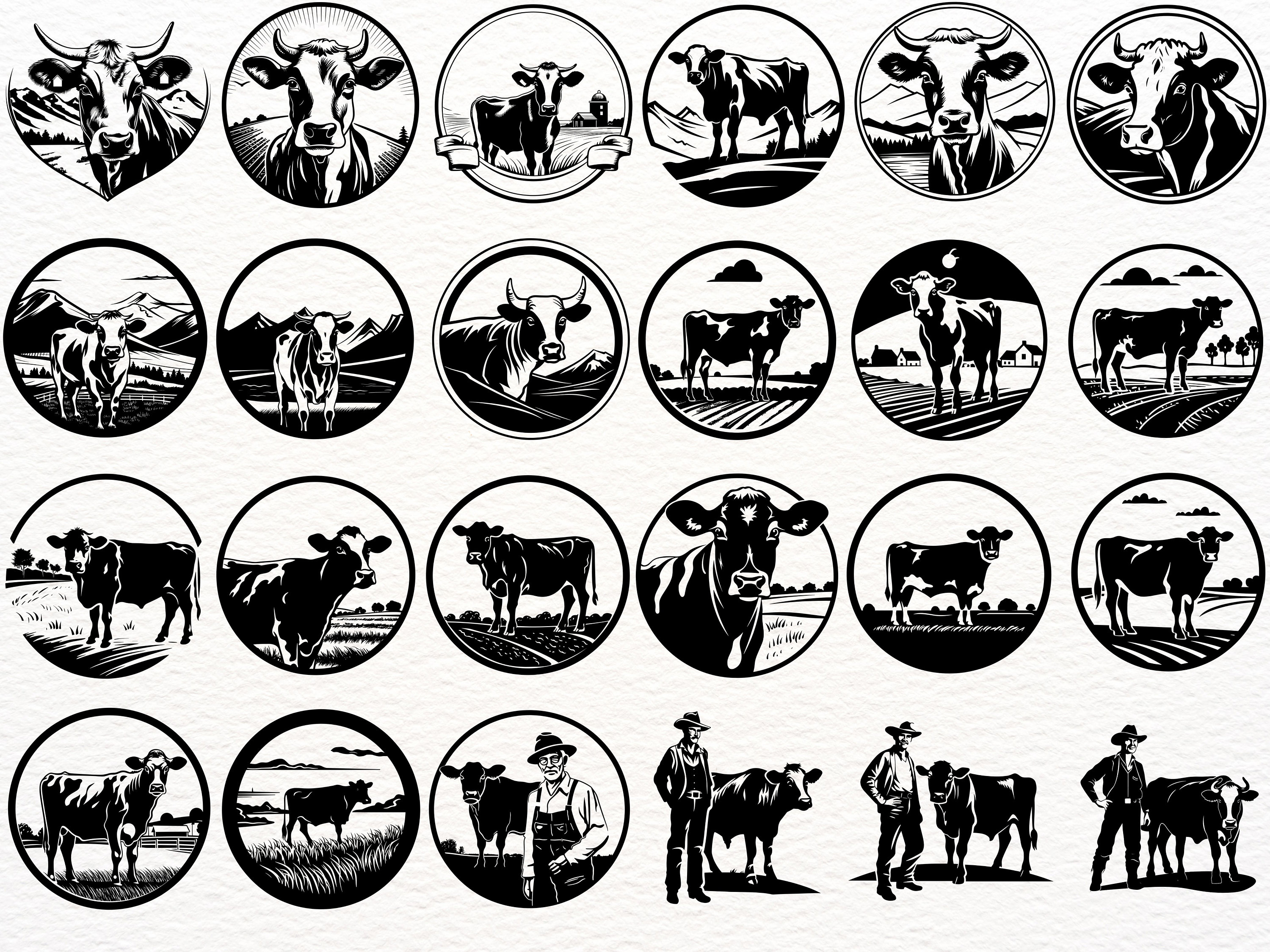 Cow Svg Bundle / Cow Head Svg / Farm Animal Svg for Cricut / Cow Farm ...