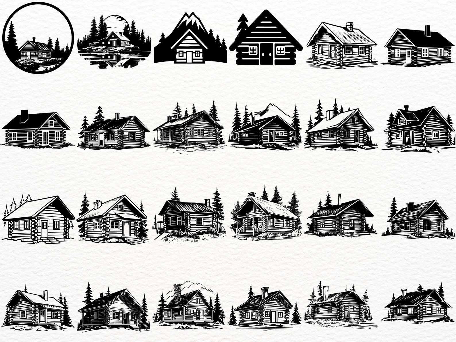 Log Cabin Svg / Mountain House Svg / House in the Woods Svg / Rustic ...
