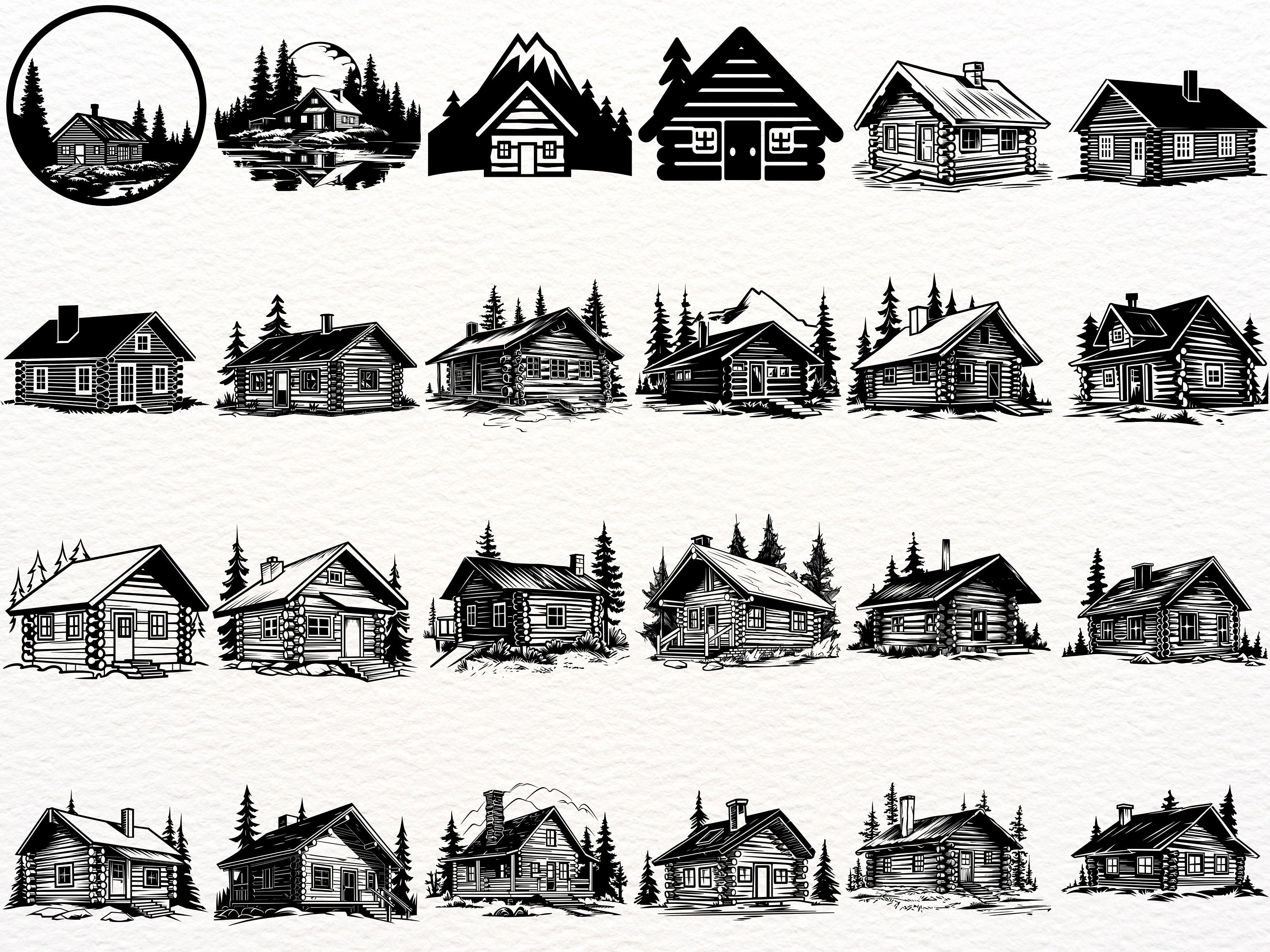 Log Cabin Svg / Mountain House Svg / House in the Woods Svg / Rustic ...