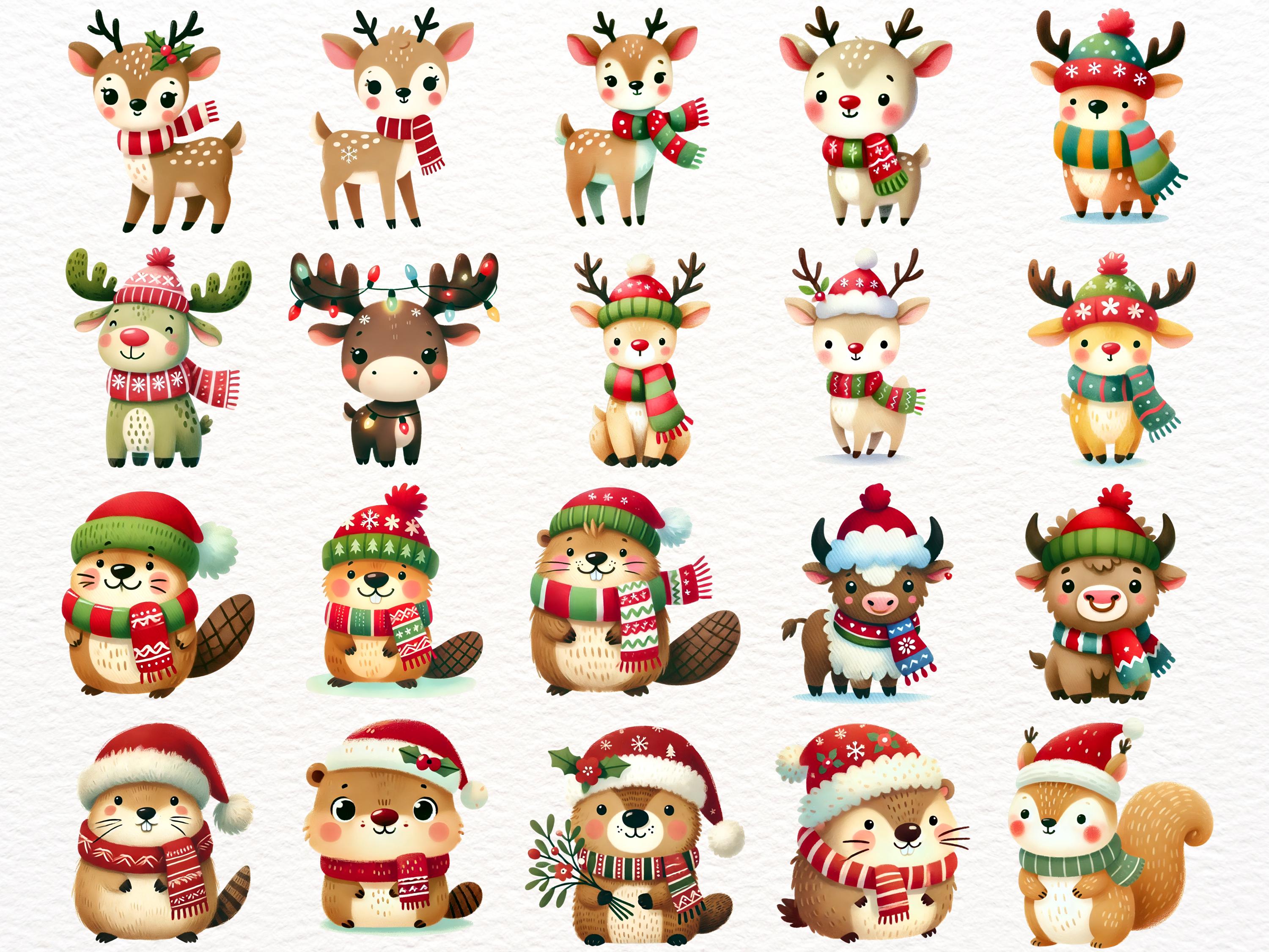 Christmas Woodland Animals Clipart Bundle / Cute Woodland Animals ...