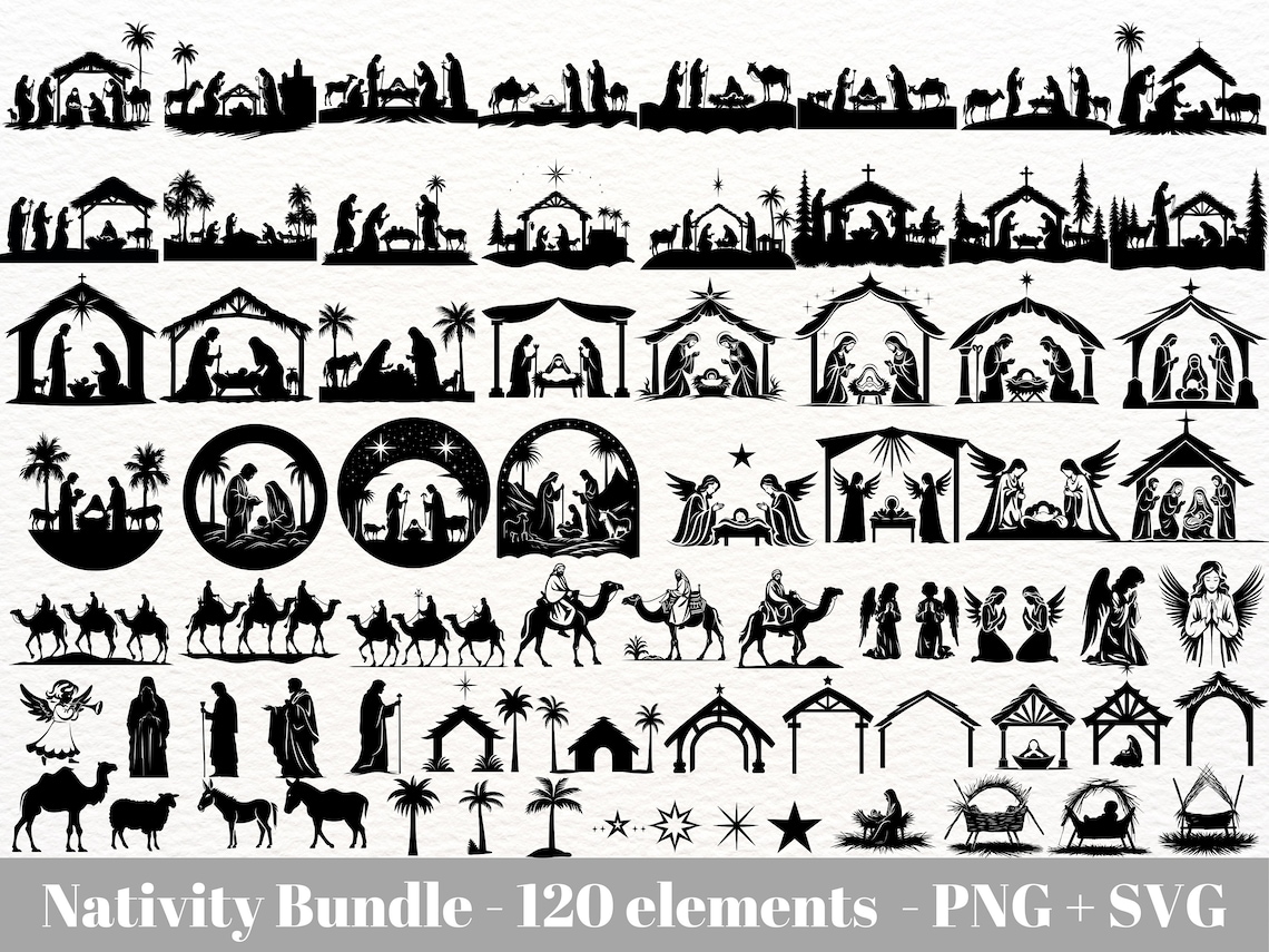 Nativity Scene Svg Laser / Nativity Silhouette Svg / Manger - Etsy Canada