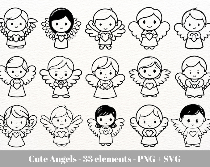 Cute Angel SVG Little Girl Angel Cut File for Cricut Silhouette Angel ...