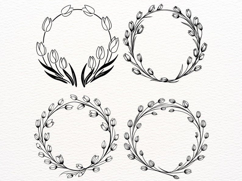 Tulip Wreath SVG Floral Wreath Svg File greenery Wreath Png / Wedding ...