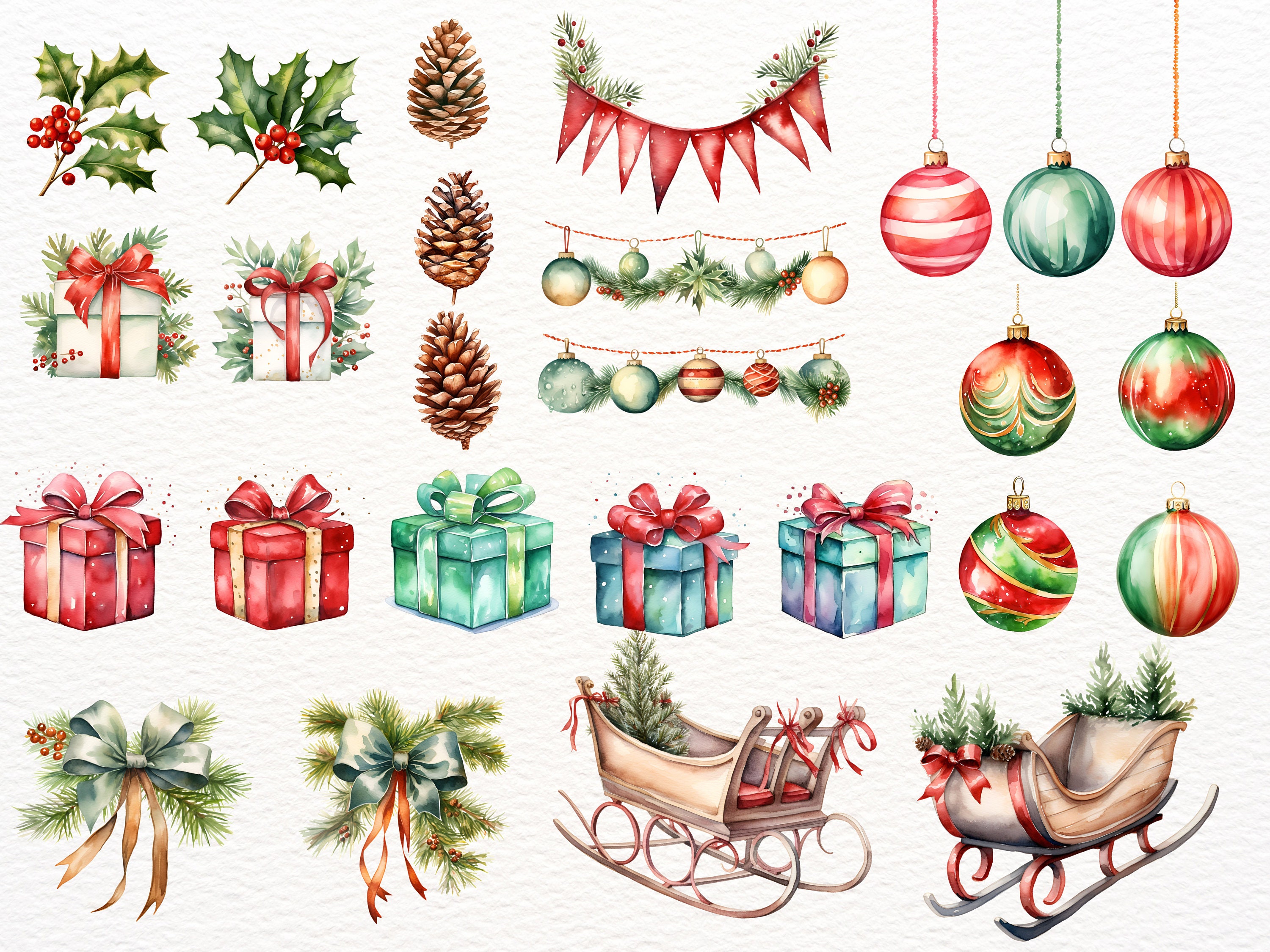 Christmas Woodland Animals Clipart / Christmas Illustration Digital ...