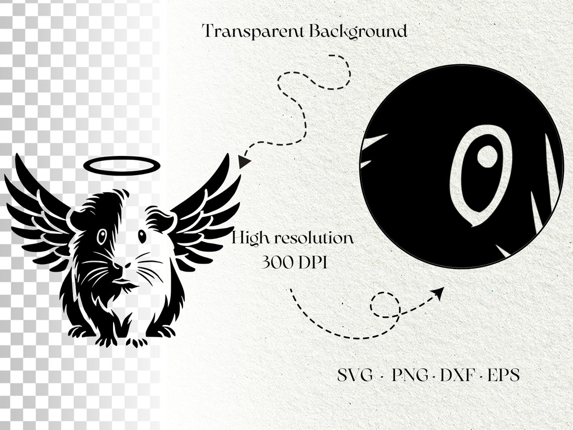 Guinea Pig Angel / Guinea Pig SVG / Guinea Pig Silhouette / Angel Wings ...