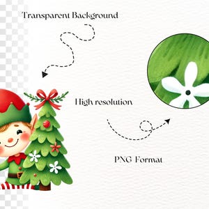 Christmas Elf Watercolor Clipart / Christmas Characters Clipart / Cute ...