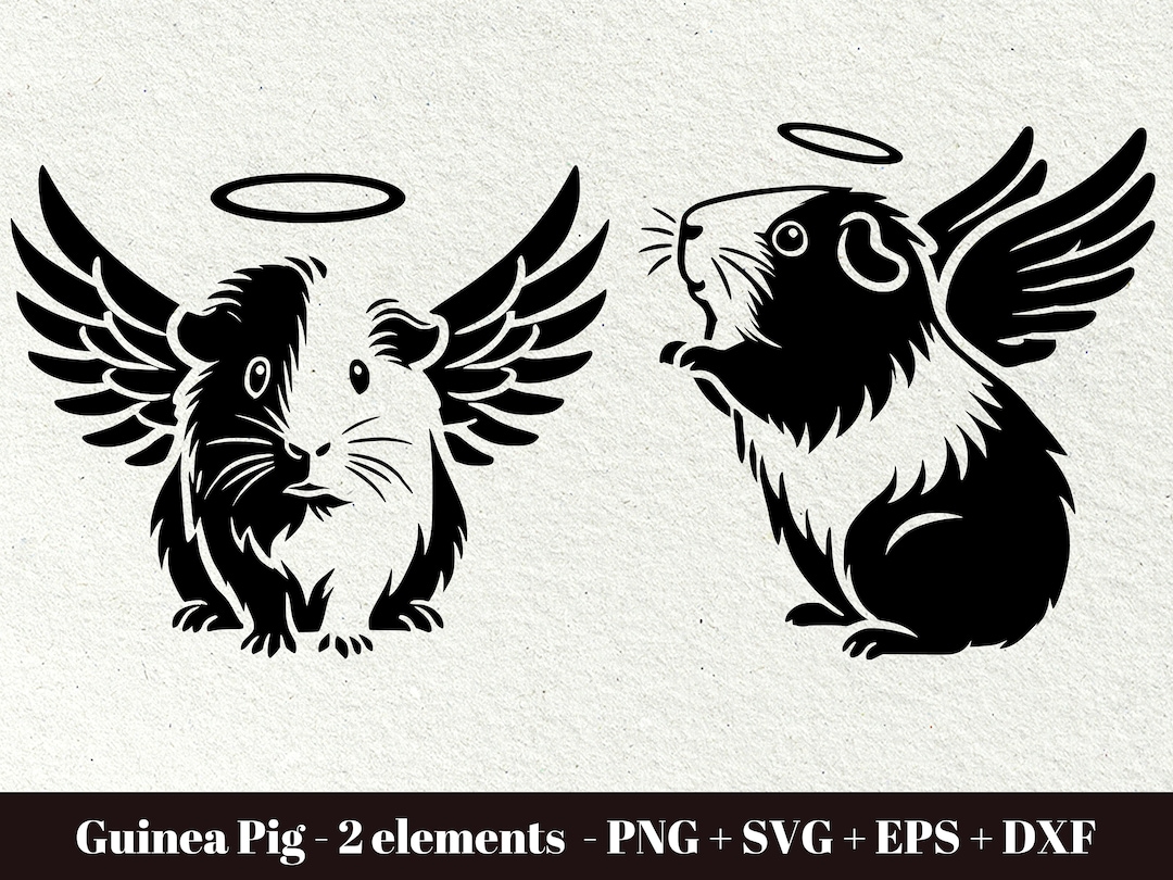 Guinea Pig Angel / Guinea Pig SVG / Guinea Pig Silhouette / Angel Wings ...