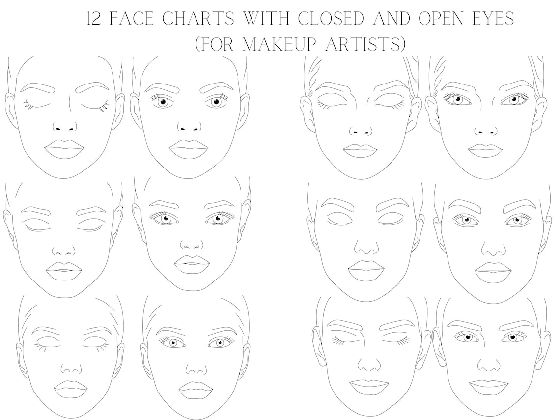 Face Chart / Face Shape / Makeup Face Shapes / Face (Instant Download ...