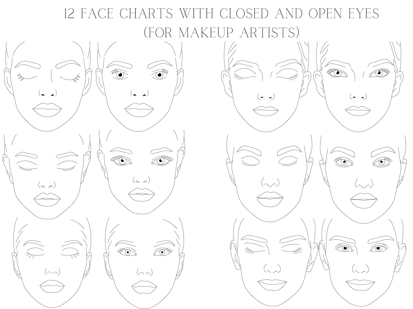 Face Chart / Face Shape / Makeup Face Shapes / Face (Instant Download ...