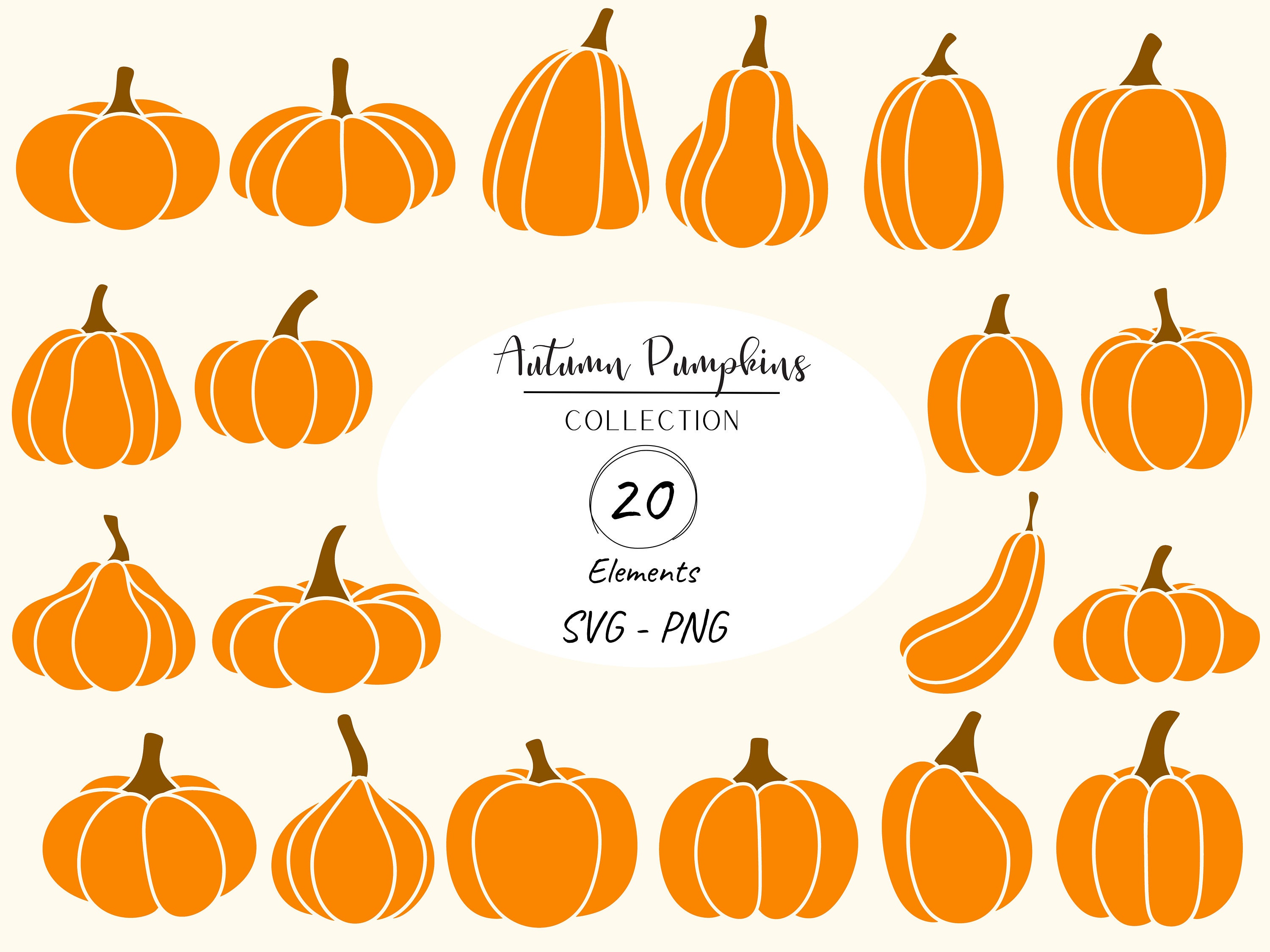 20 Autumn Pumpkin PNG and SVG Bundle / Autumn SVG Files for - Etsy