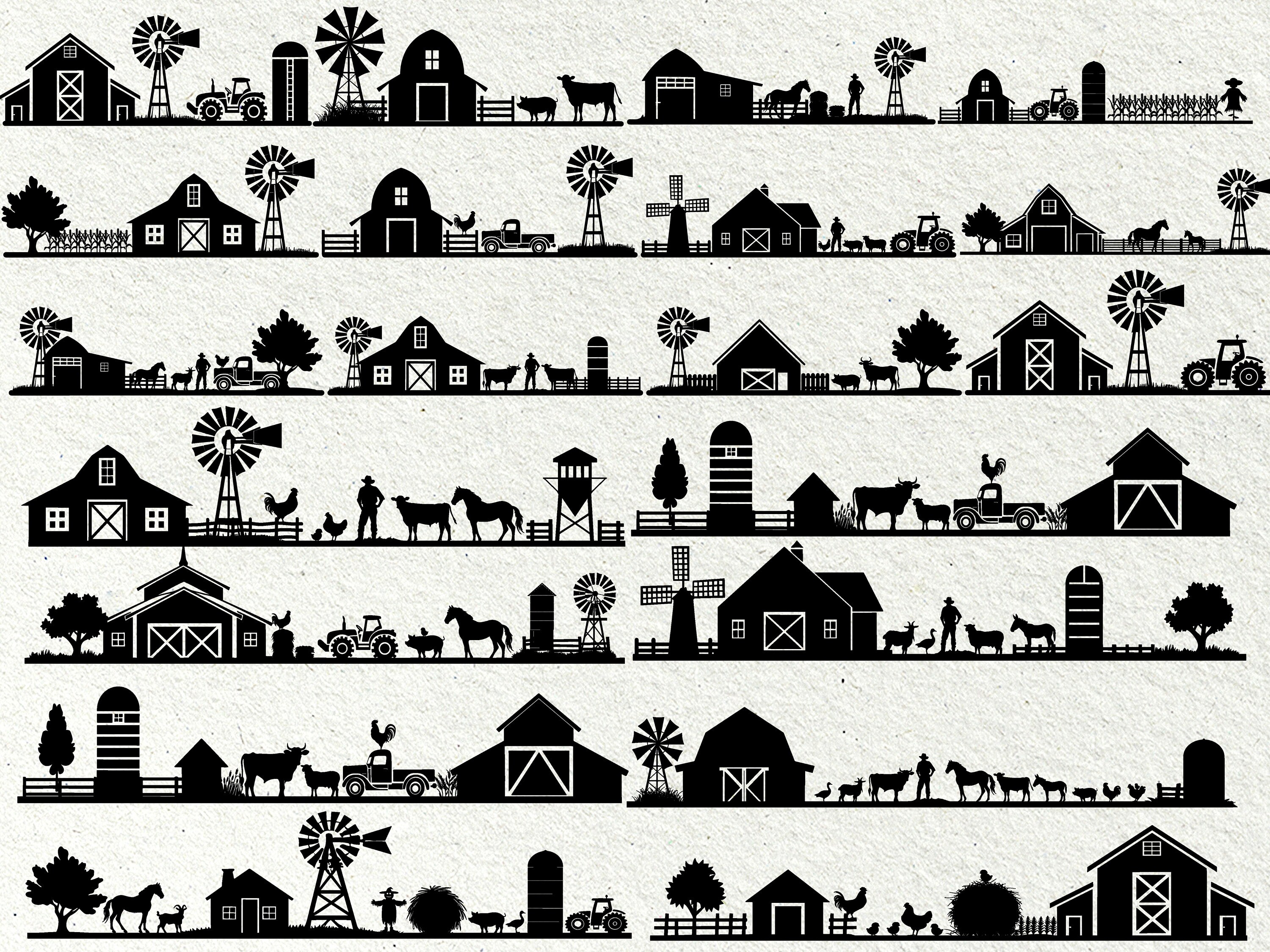 Farm Animal Scene Svg / Farm Svg Cut Files / Laser Engrave File / Farm ...