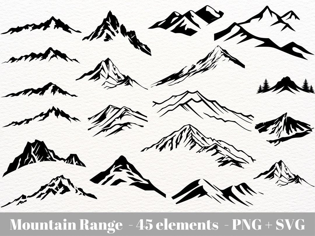 Mountain Range Svg / Mountain Svg Bundle / Mountain Range Silhouette ...