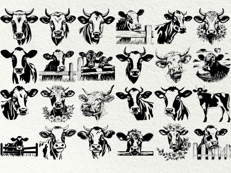 Cow Svg Bundle / Cow Head Svg / Farm Animal Svg for Cricut / Cow Farm ...