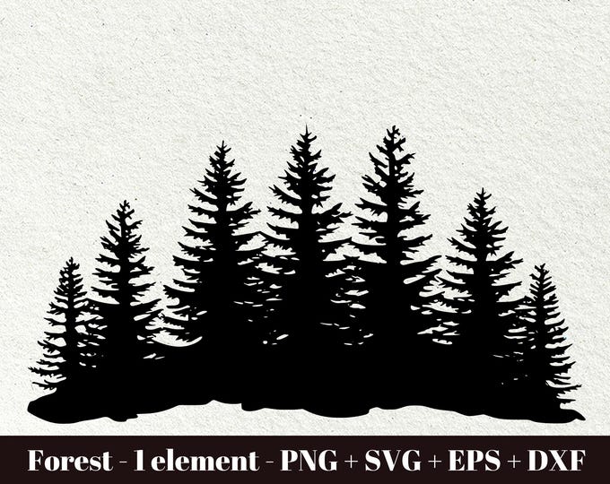 Pine Forest Tree SVG Bundle (50 Variations), Tree Silhouette, Nature ...