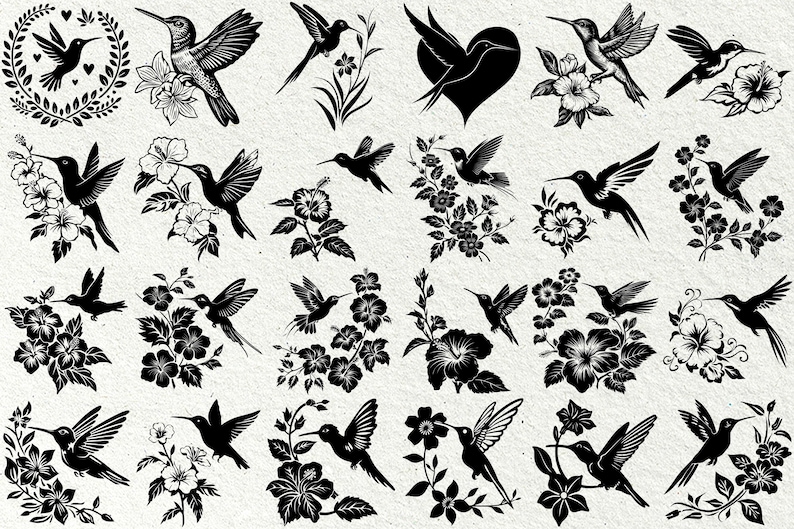 Hummingbird Svg Laser File / Hummingbird Flowers Svg / Hummingbird ...