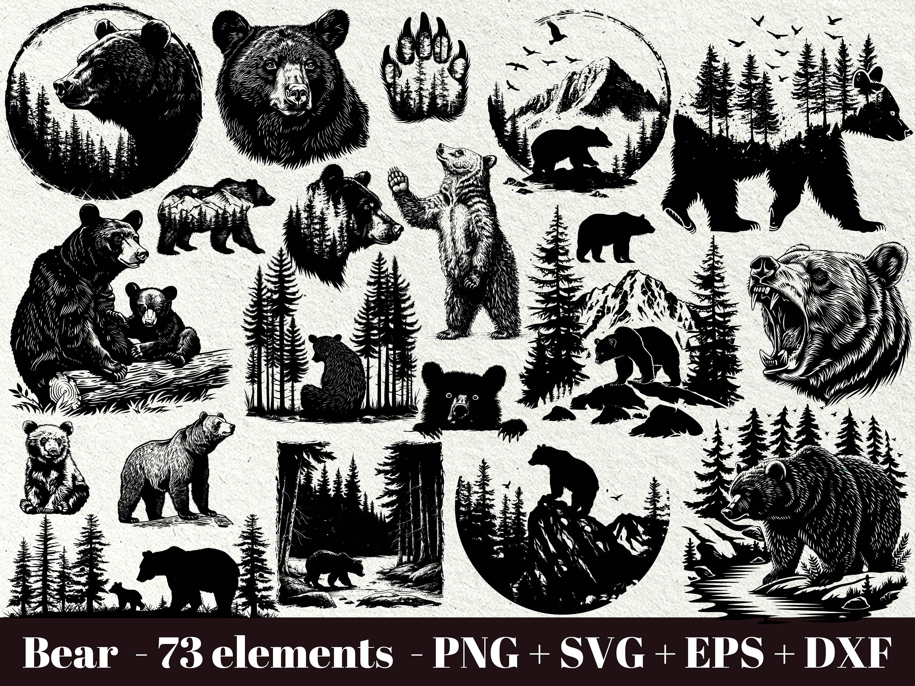 Bear Svg or Png / Grizzly Bear SVG Bundle / Bear Head Svg Cut Files ...