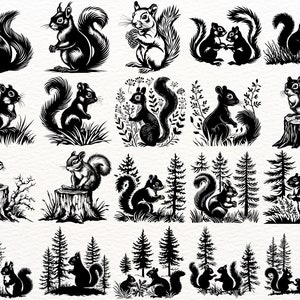 Squirrel Svg Bundle / Woodland Squirrel Svg / Woodland Animal Svg ...