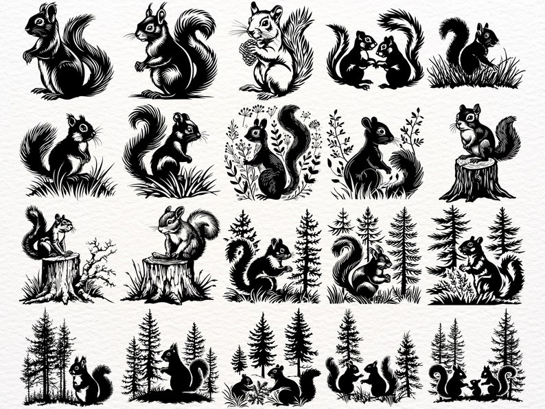 Squirrel Svg Bundle / Woodland Squirrel Svg / Woodland Animal Svg ...