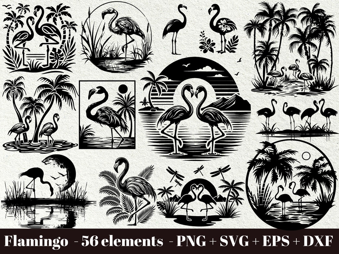 Flamingo Svg Bundle / Two Flamingos Kissing / Flamingo Clip Art ...
