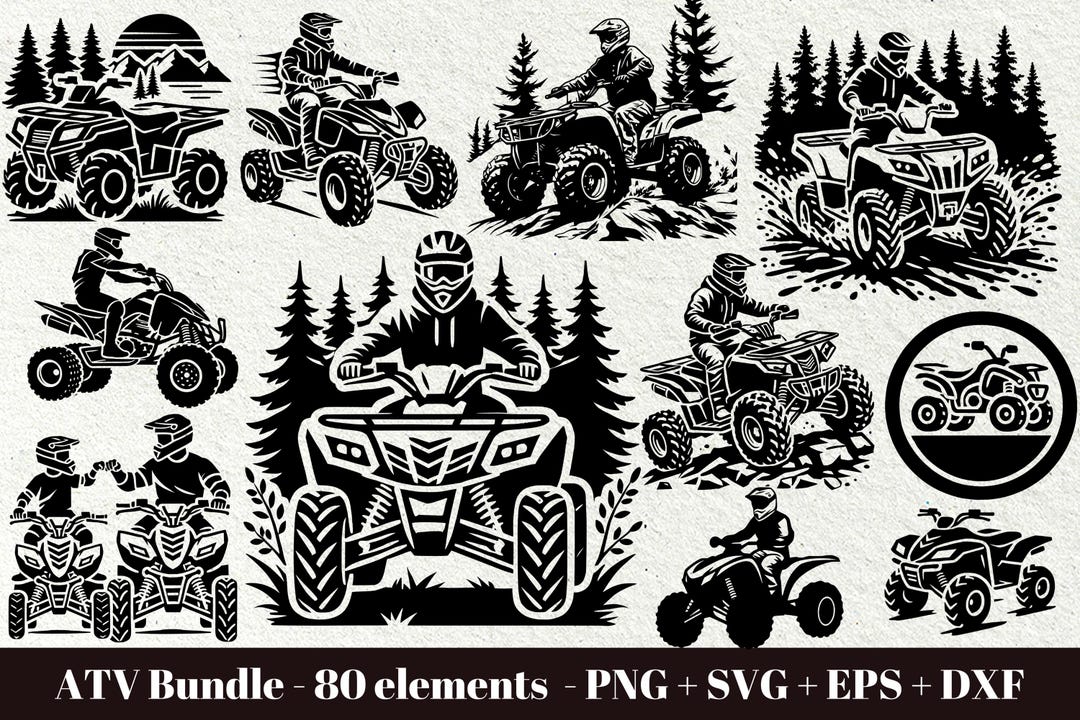 ATV Svg Bundle / All Terrain Vehicle Png / ATV Racing Svg / ATV Rider ...