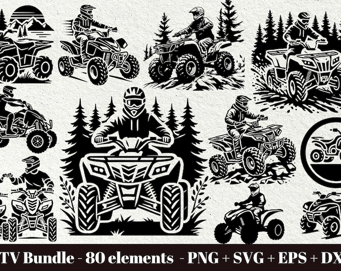 Dou ATV Svg| ATV Svg| Quad Svg| 4wheeler Svg| Cut Files, Vector, Png ...