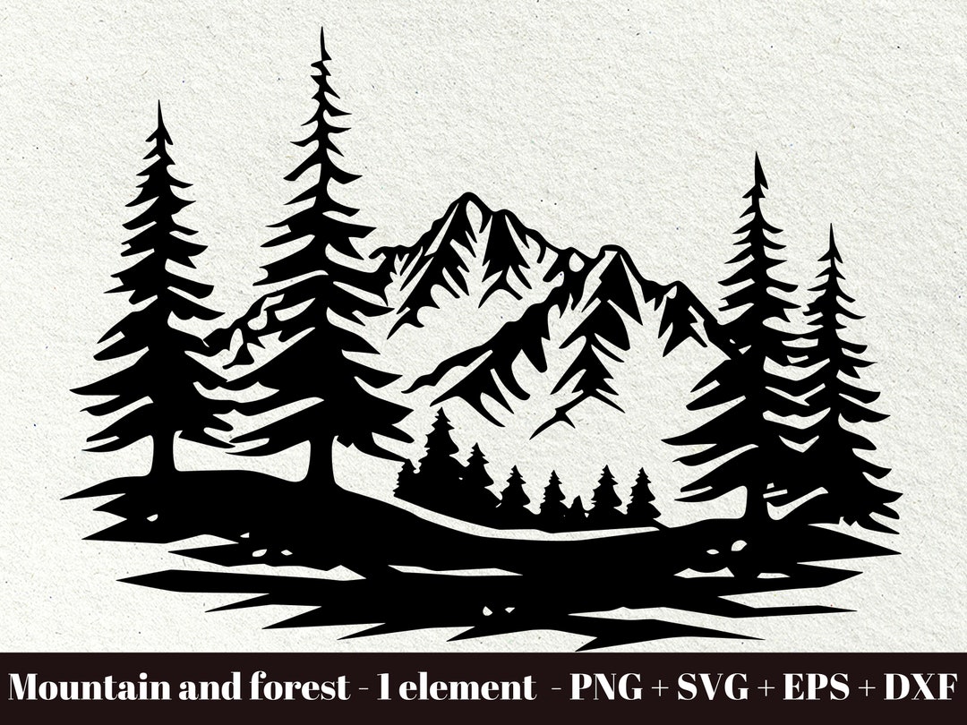 Forest and Mountain Scene / Mountain Forest Scenery Svg / Outdoors Svg ...