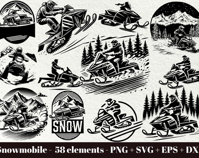6 Pack SVG File: SKIDOO Snowmobile Modern and Vintage Logos SVG for ...